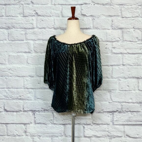 Sundance | Tops | Sundance Green Ombre Polka Dot Devore Velvet Top ...